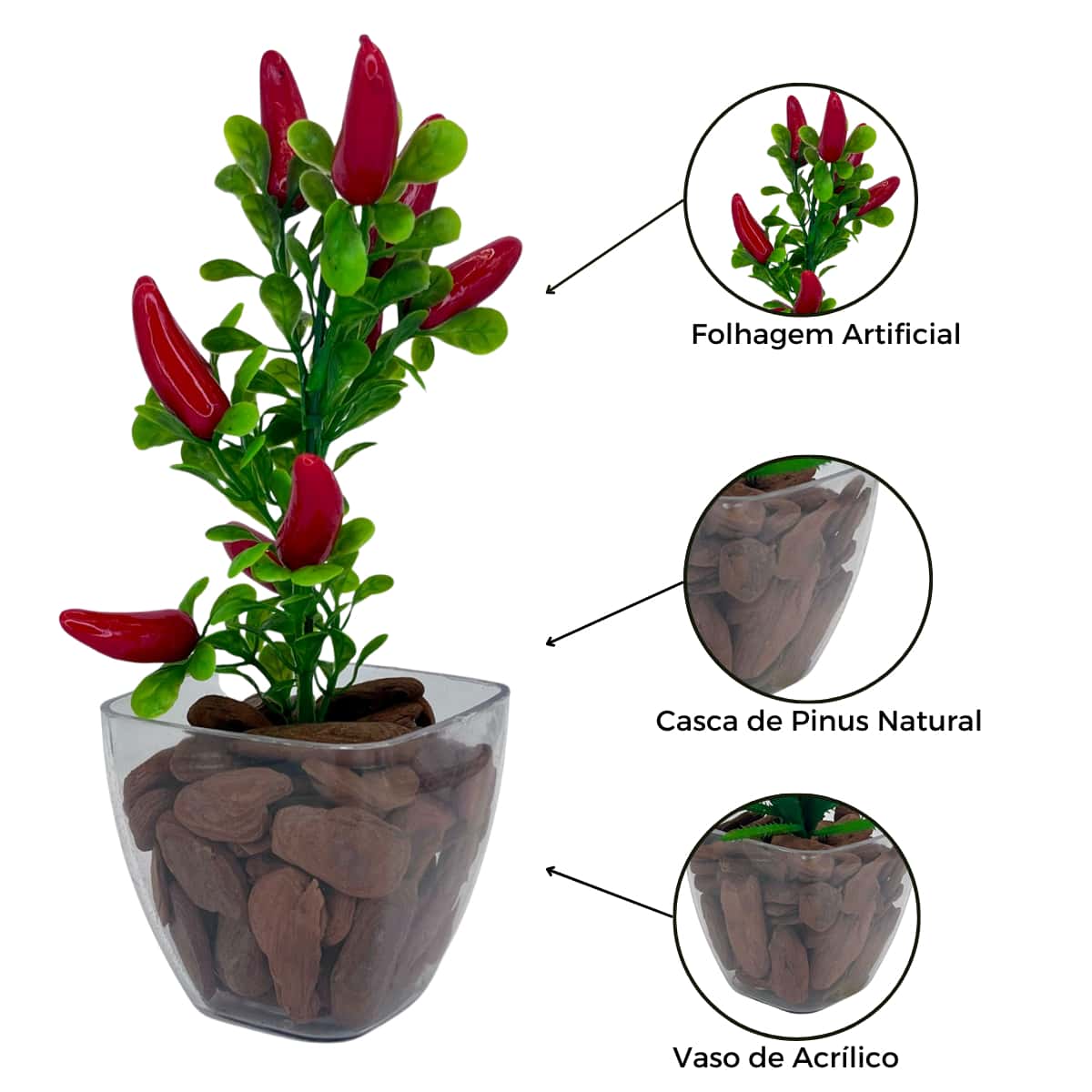 Arrangement With Realistic Artificial Pepper Foliage In Acrylic Vase ...