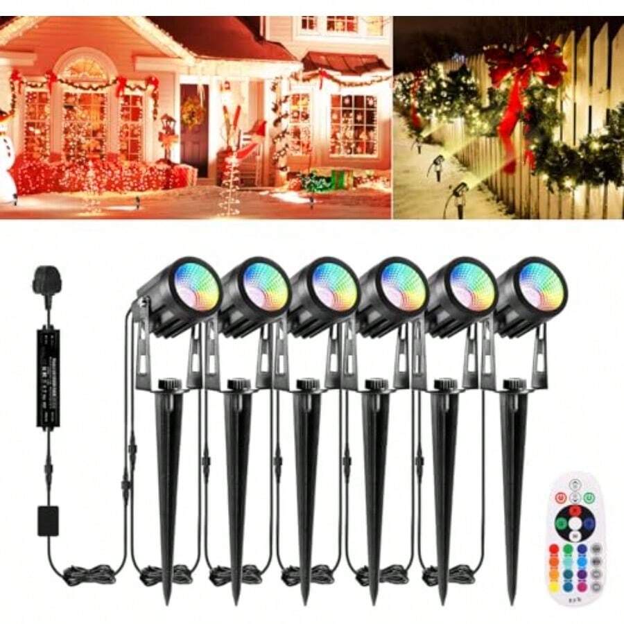21m Extendable 8 Garden Lights Mains Powered Premium Spotlights Outdoor ...