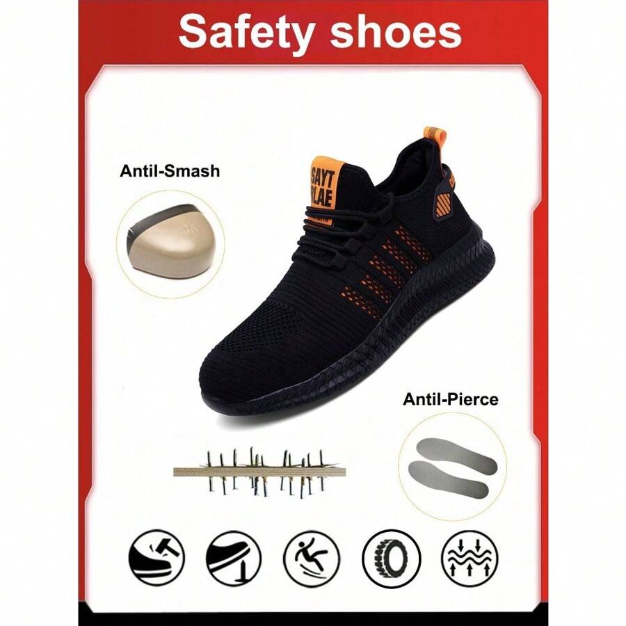 36-48 Unisex Kevlar Fiber Safety Shoes, Anti-Smash, Anti-Puncture, Wear ...