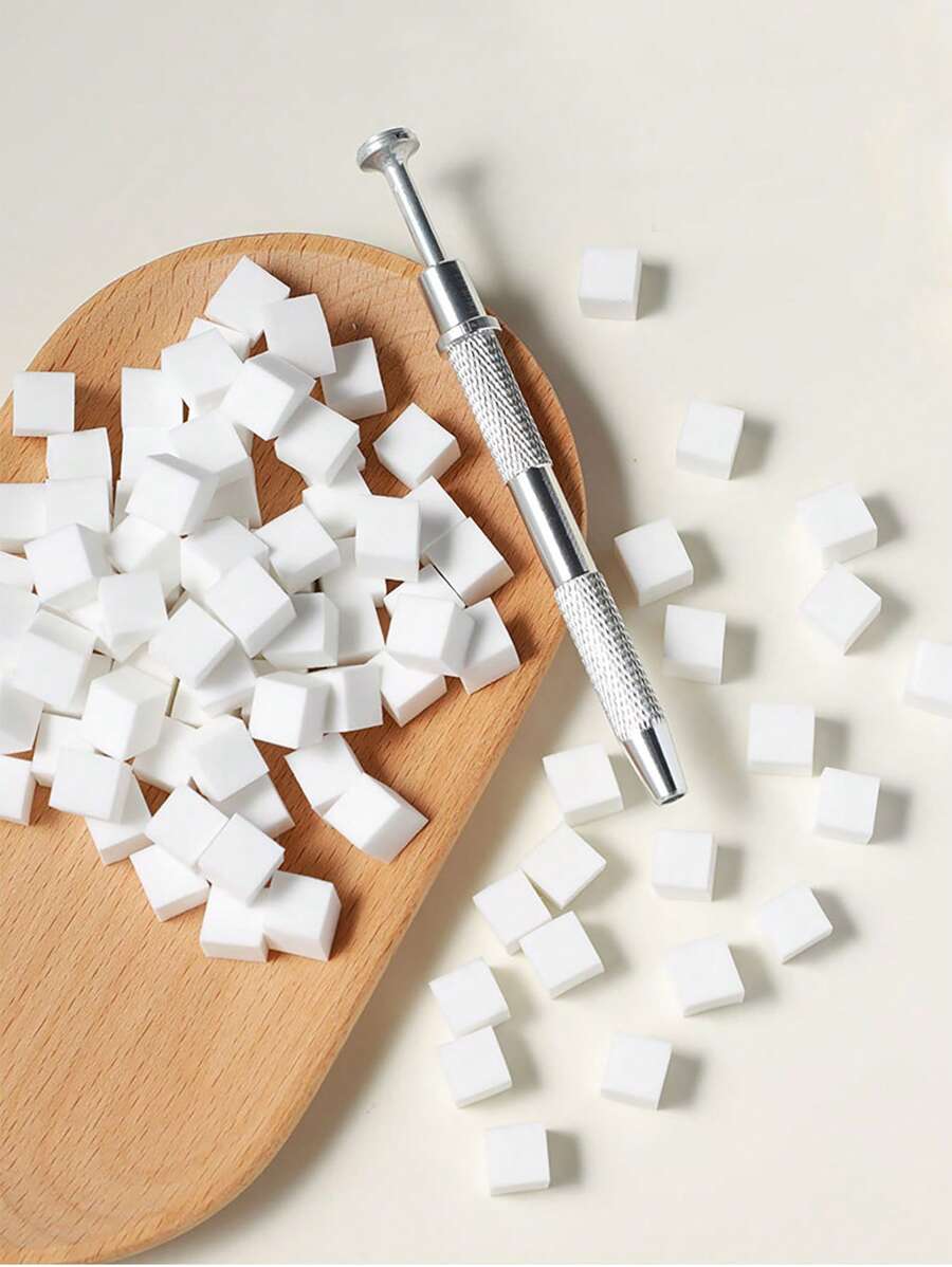 50 Mini Sponge Cubes With 1 Tweezer Gripper, Nail Coloring Sponge ...