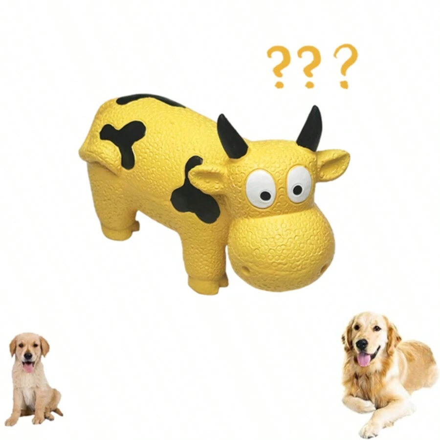 Squeaky Cartoon Mini Cow Toy, Natural Latex, & Safe, Designed For Cats ...