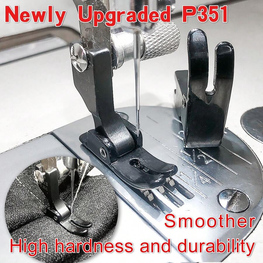 רגל דחיסה סטנדרטית P351 פלדה שחורה למכונת תפירה, עור עבה 0.5 מ"מ פלדה ...