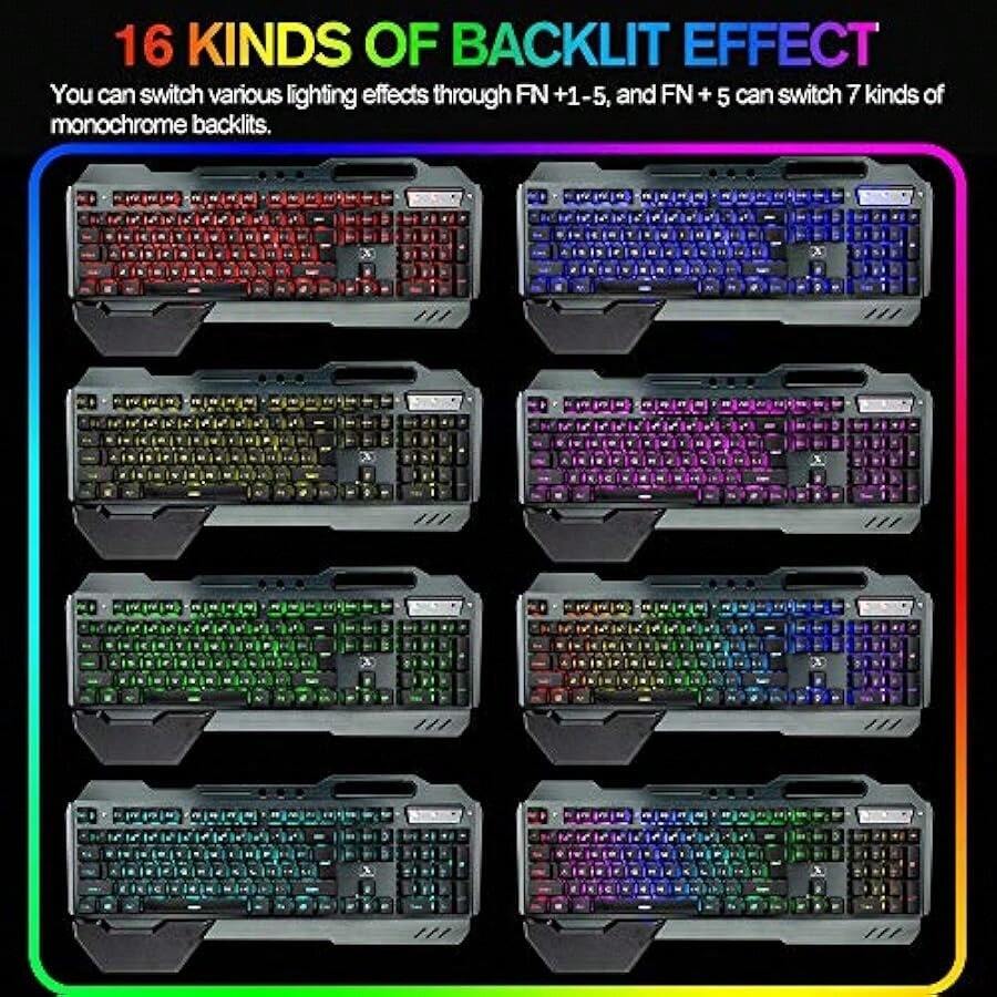 4 In 1 Wireless Gaming Keyboard Mouse Headset Mouse Pad Combo Set 16 ...