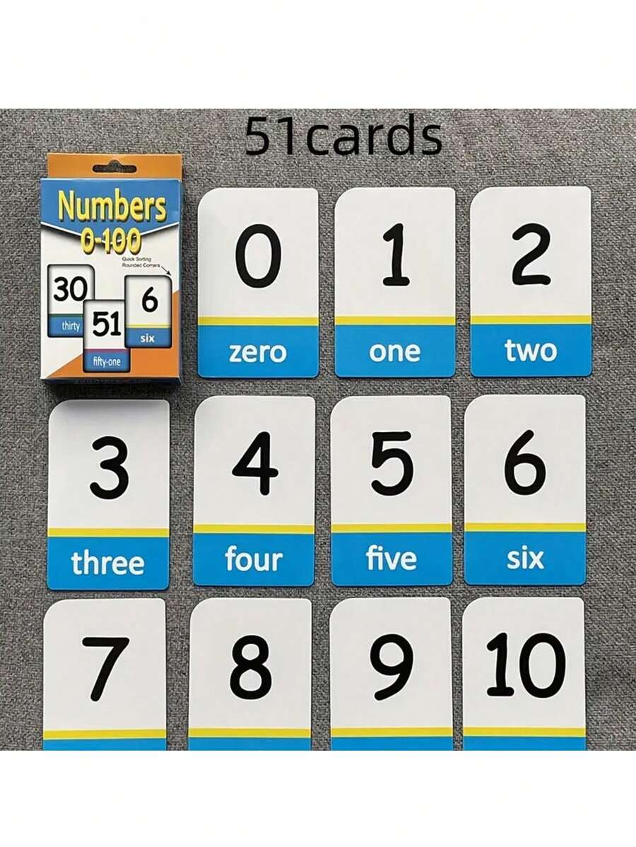 51pcs Flashcard Set, Numbers Learning Cards For Education, Learning ...
