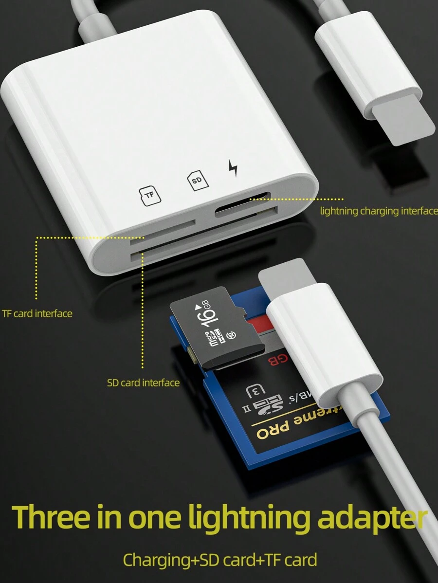 3-In-1 Lightning To USB 3.0 OTG Adapter Converter Compatible With ...