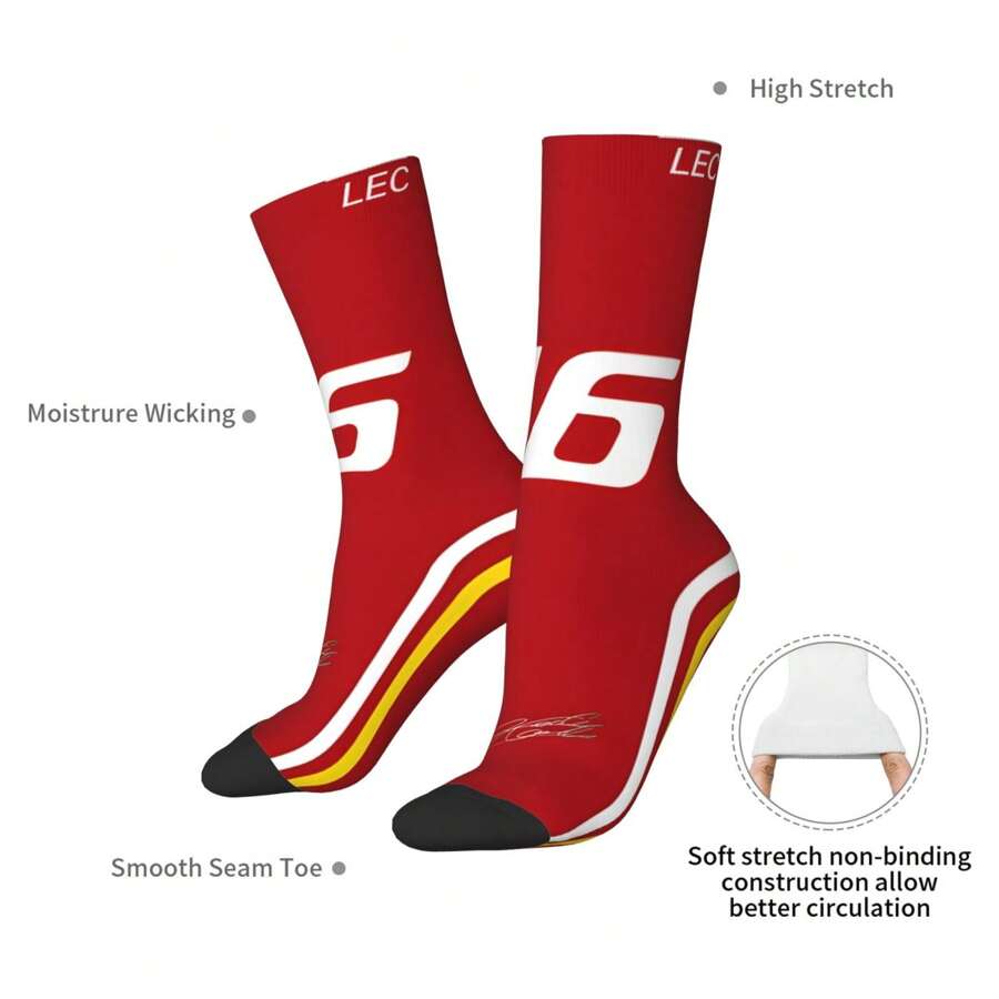 1 Pair Charles Leclerc Ferrari Formula 1 2024 Race Suit Sock For Men ...
