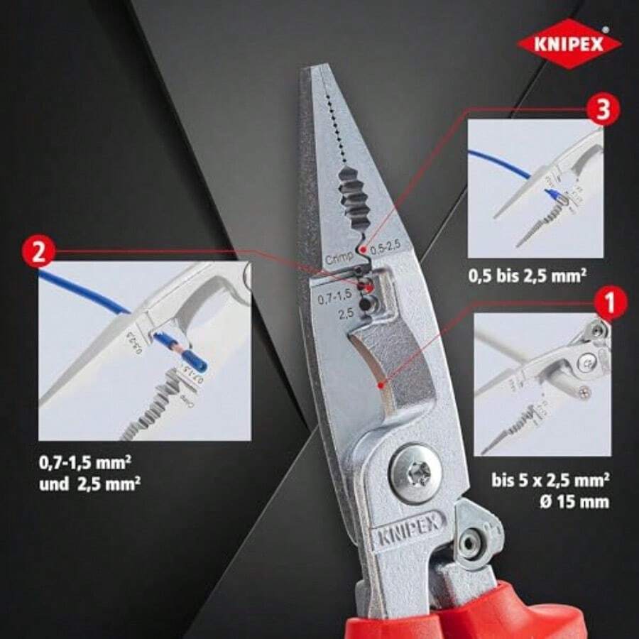 KNIPEX Electrical Installation Pliers VDE Opening Spring Cutting Cable ...