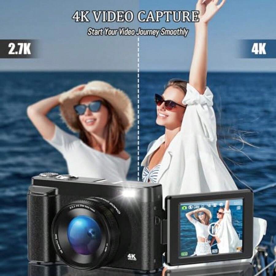 4K UHD 48MP Autofocus Vlogging Camera 16X Digital Zoom 180° Flip Screen ...