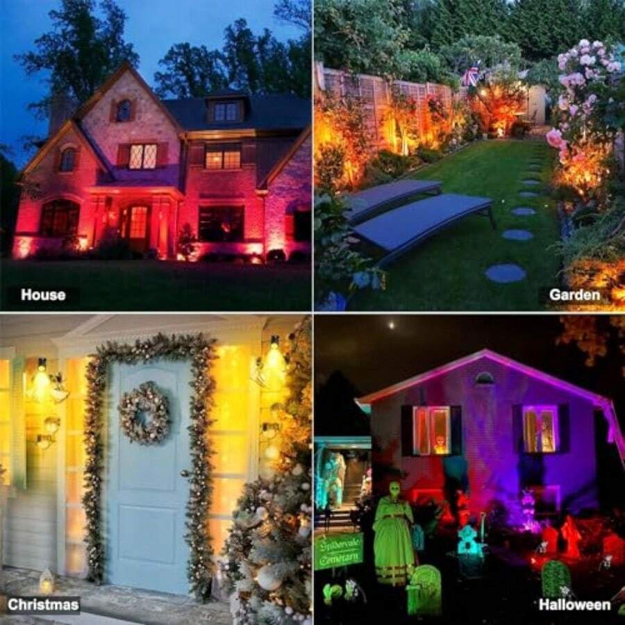 21m Extendable 8 Garden Lights Mains Powered Premium Spotlights Outdoor ...