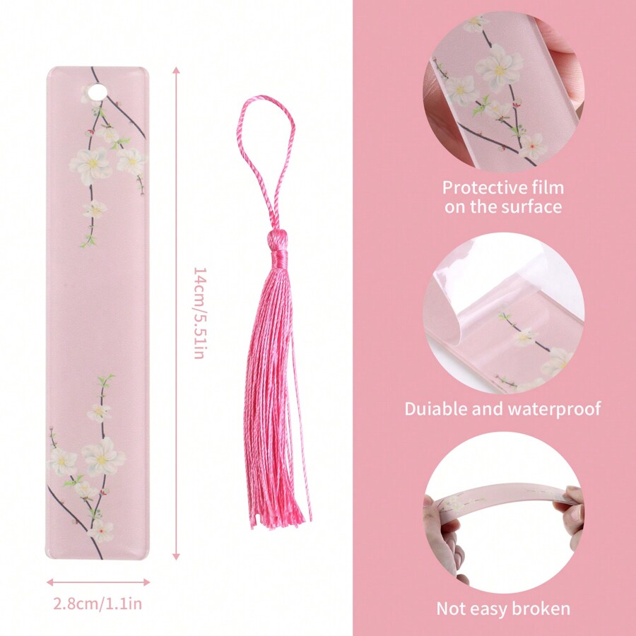 6 Pieces Of Acrylic Flower Bookmarks, Transparent Flower Bookmarks ...