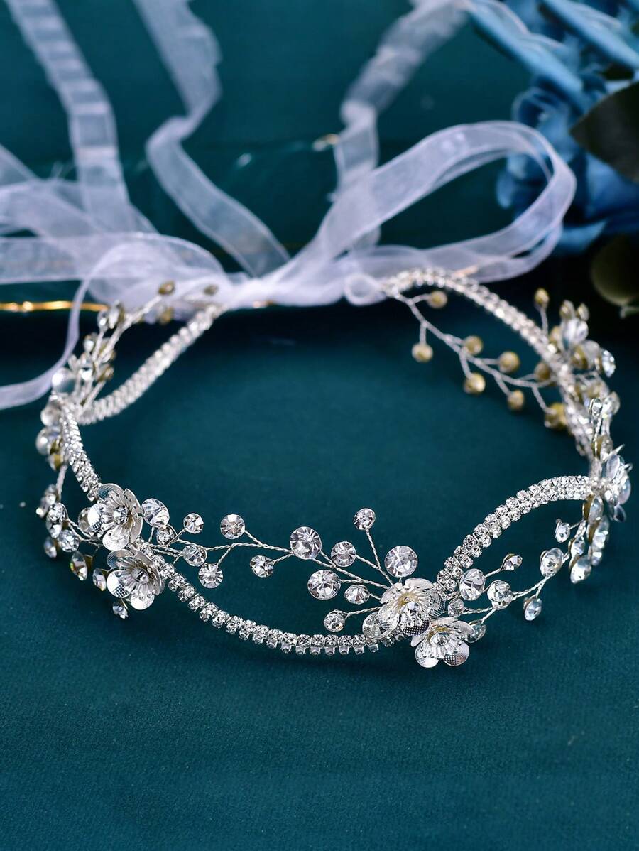 Elegant Bridal Rhinestone Alloy Flower Headband, Handmade Women Wedding Hair Accessory | SHEIN USA