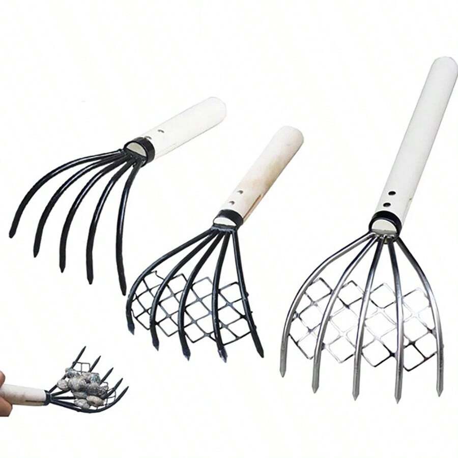 Clam Rake With Net 5 Claw Wood Handle Rake Shell Digging Tool Dig ...