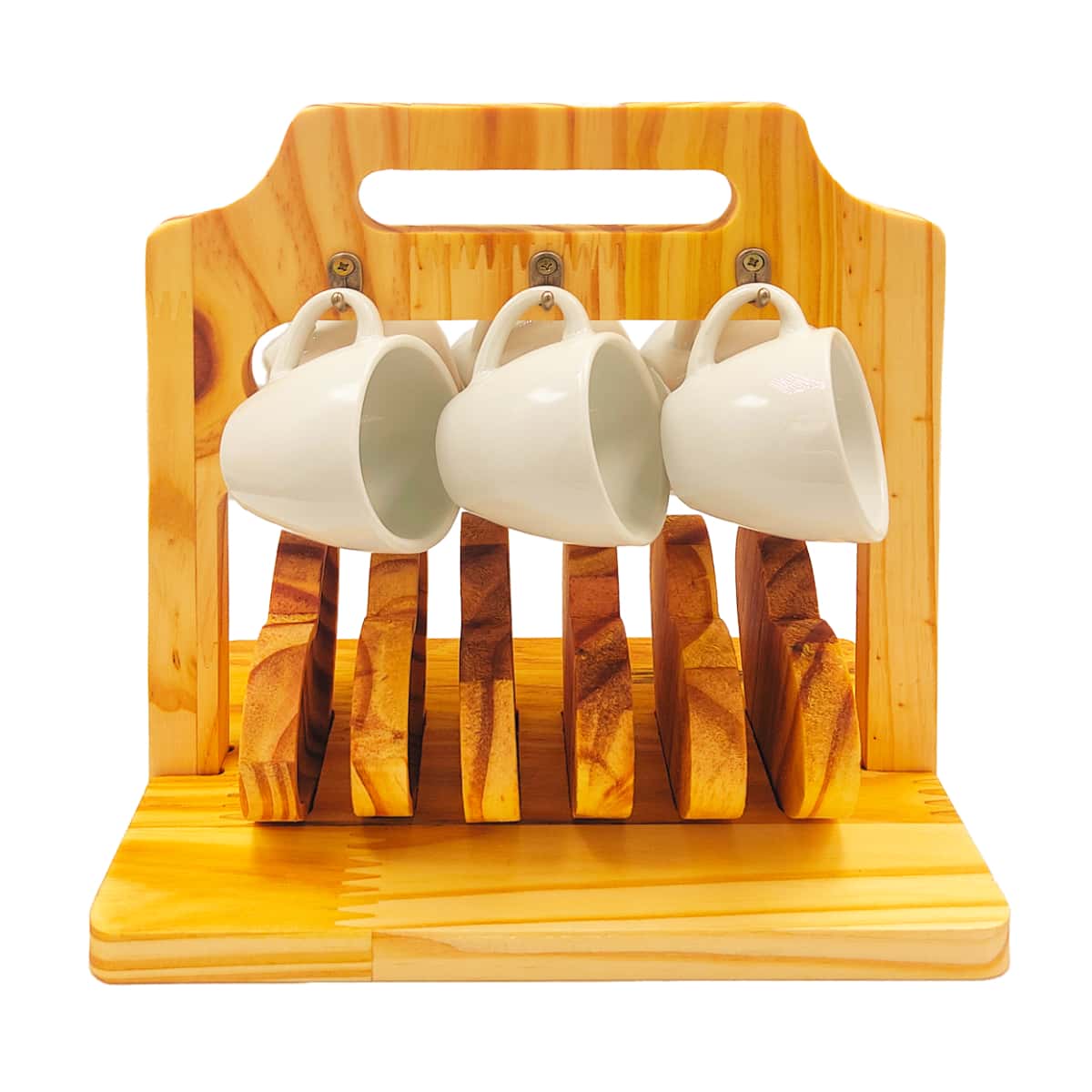 Support Kit With 6 Porcelain Cups Coffee Corner Wooden Saucer Heart ...