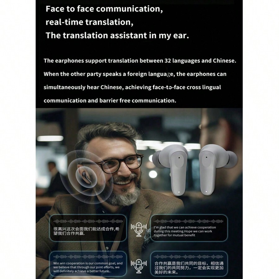 SENBOWE New Design Smart Voice Translator ANC Earbuds Multiple Language ...