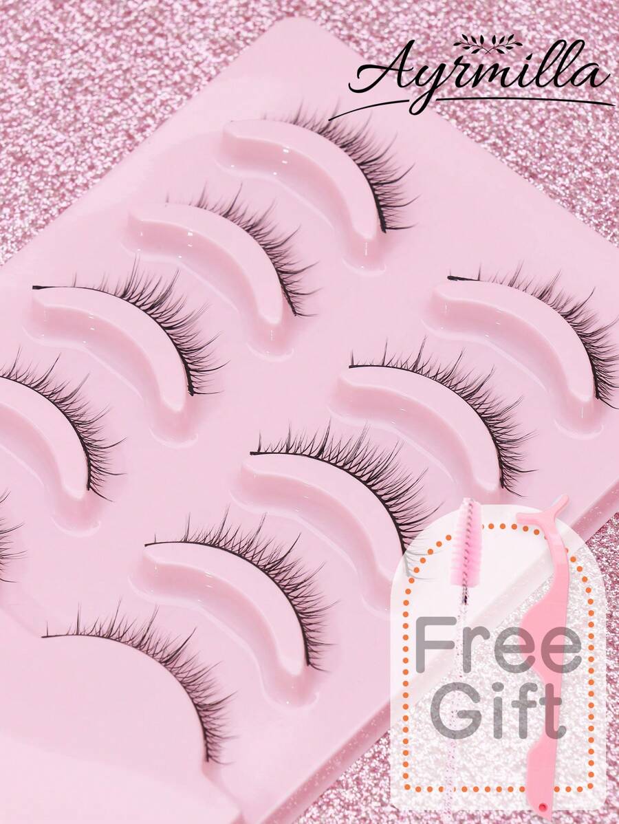5 Pairs Of Natural False Eyelashes Natural Sharpened Style Beautiful ...