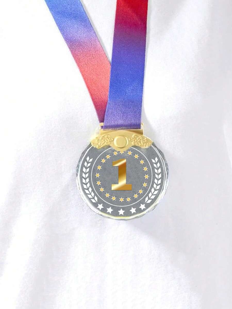 Medaglie di cristallo, oro, argento, bronzo, trofei di vetro per sport, con nastro 1°, 2°, 3 ...