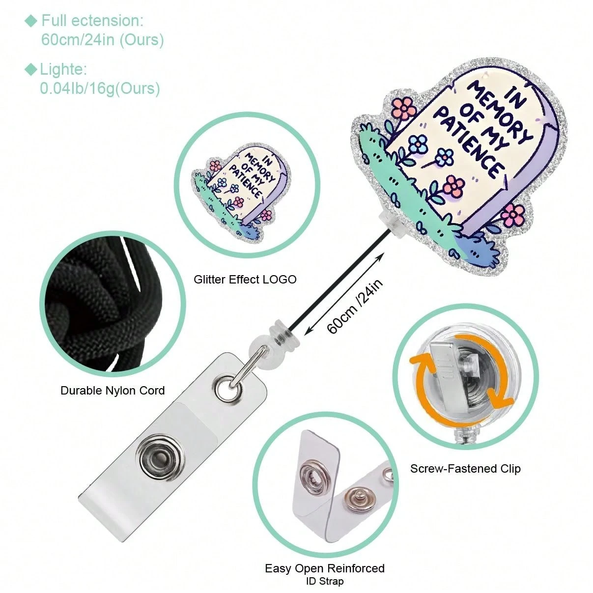 [ Customer Favorite ] Retractable Nurse ID Badge Reel Clip - Durable ...