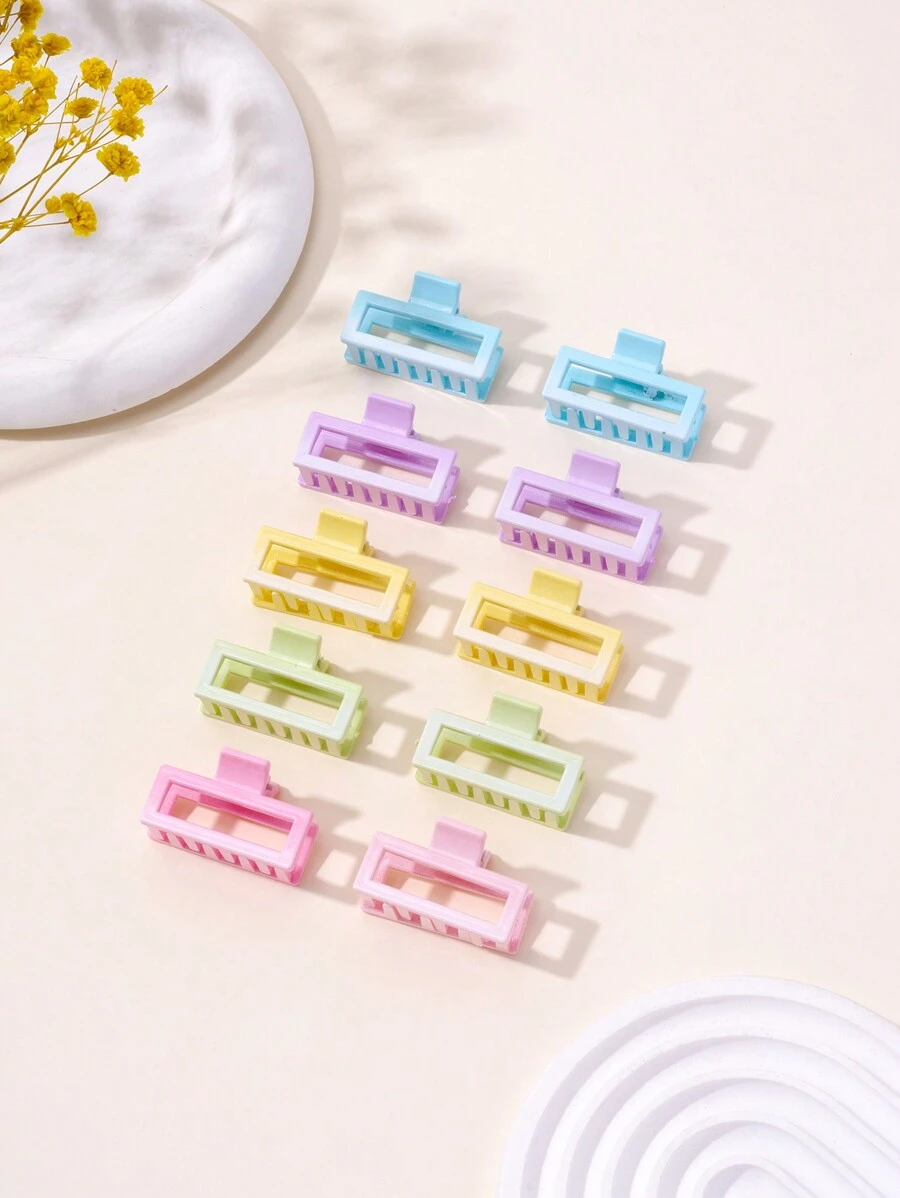 10pcs Jelly Color Small Square Claw Clips Shark Claw Hair Clip For ...