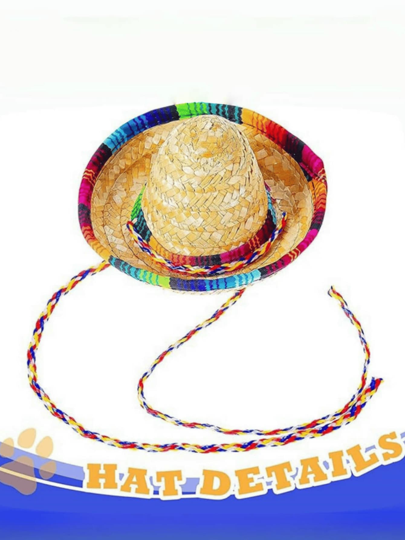 3pcs Mexican Sombrero Wide Brim Hat, Serape Cloak, May 5th Dog Bandana ...