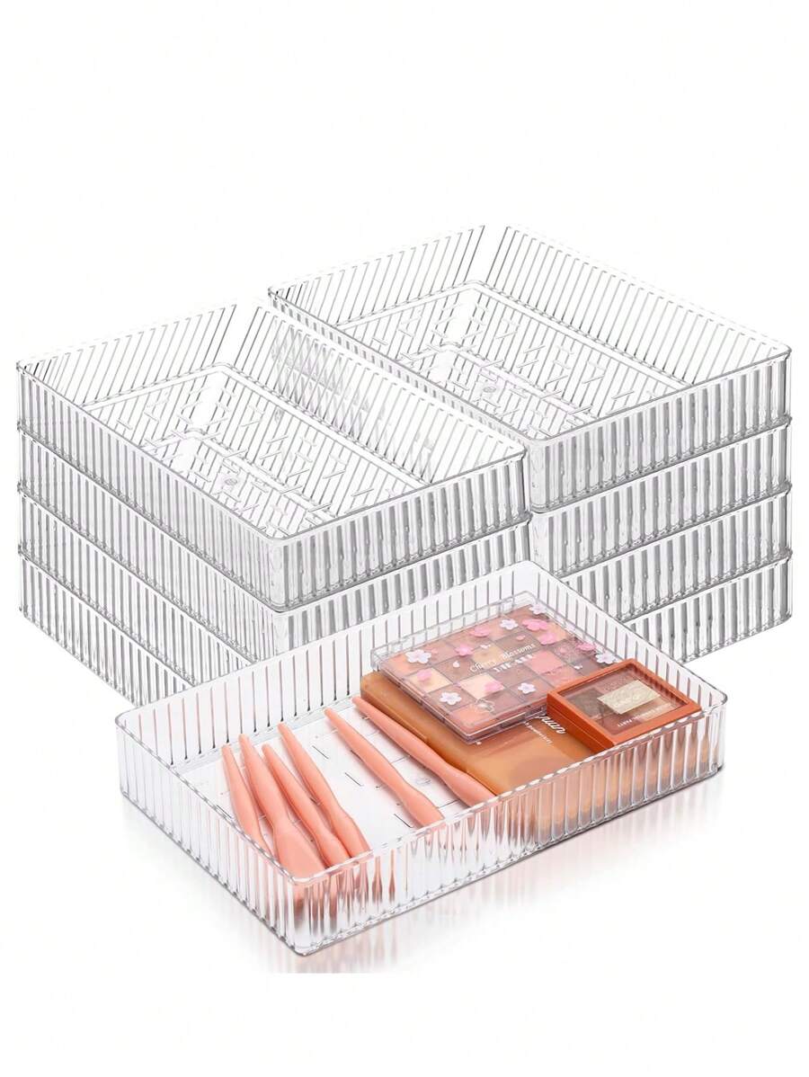 1 Pc Clear Drawer Organizers Bins Stackable Makeup And Vanity Drawer ...
