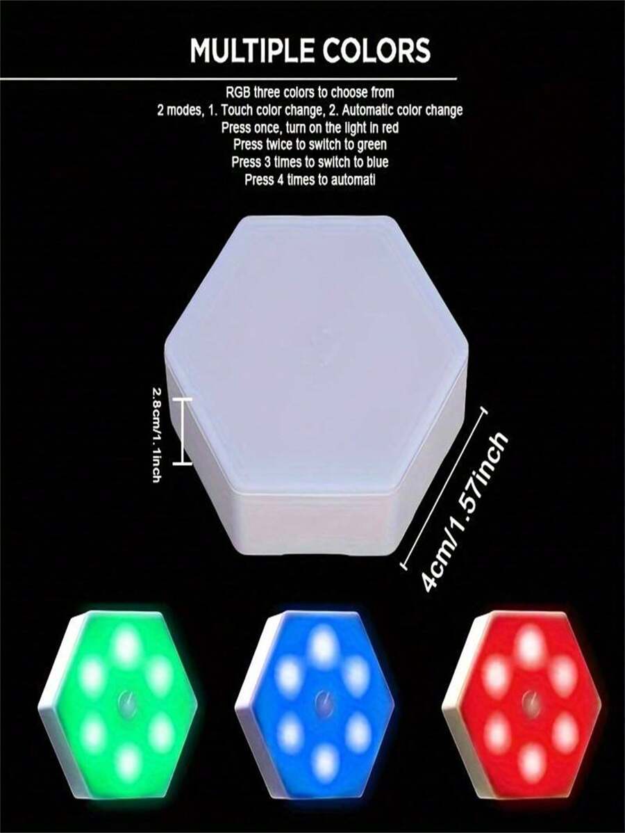 1pc RGB LED Hexagon Wall Lights - 3/6pcs, Touch-Controlled Color ...
