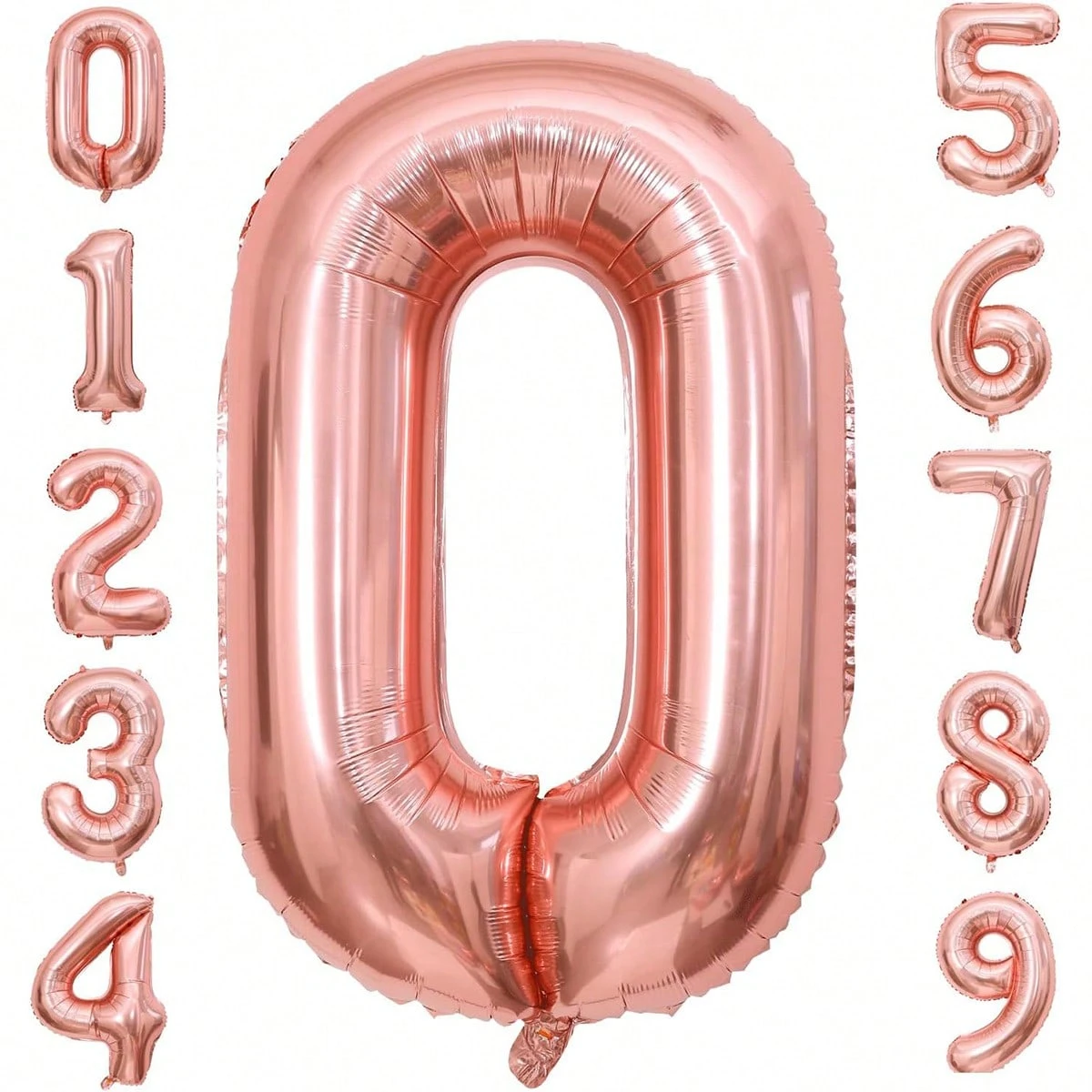 16 Inch Rose Gold Number 0-9 Foil Balloons, For Anniversary, Birthday ...