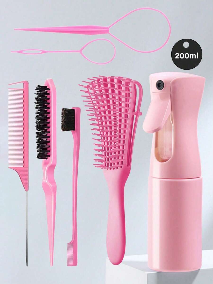 7pcs Hair Brush Comb Set, 200ml Spray Bottle,Hair Braiding Loop,Teasing ...