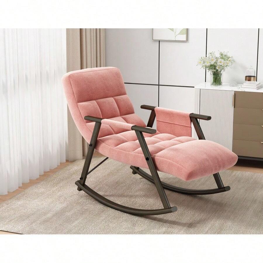 Casual Folding Rocking Chair Upholstered, Lounge Rocking Chair ...