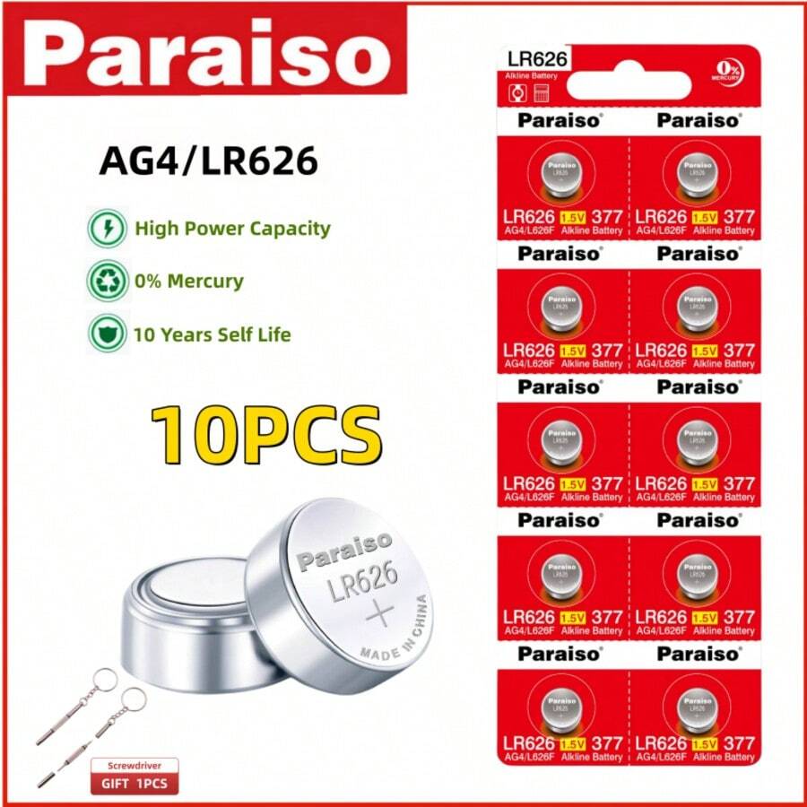 腕時計用コイン型電池 AG4 377A 377 LR626 SR626SW SR66 LR66 10-50個セット 、おもちゃ、リモコン、カメラ用 、 ドライバー1個付きギフト | SHEIN ...