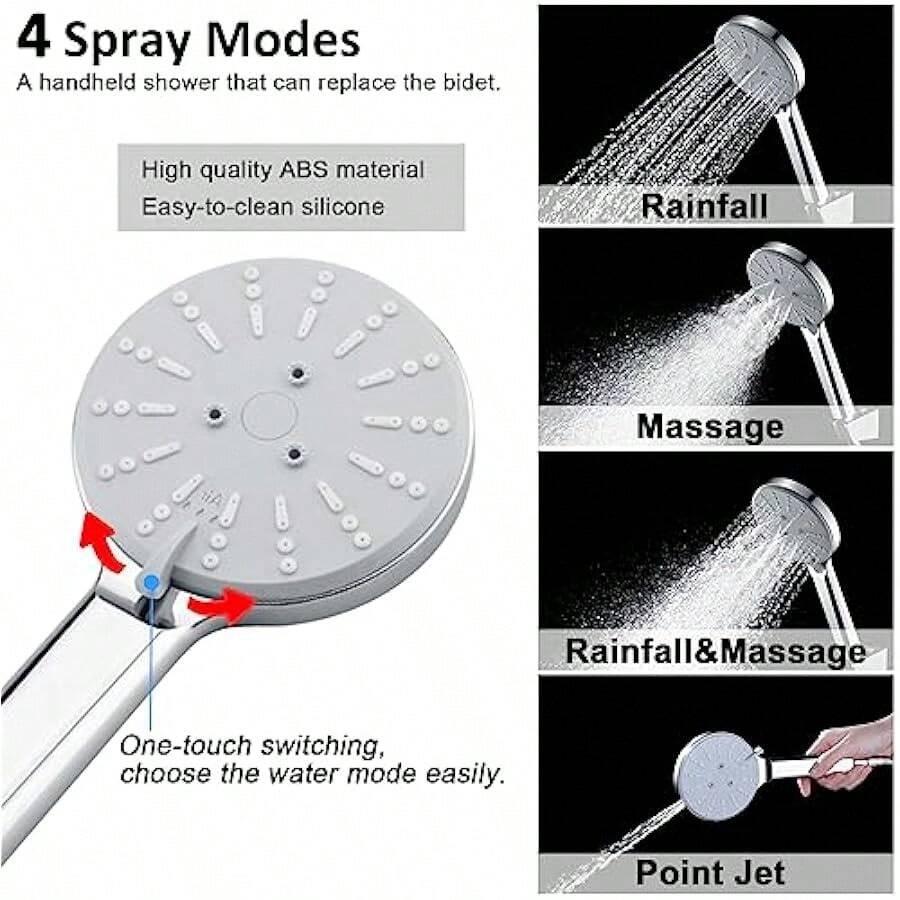 Stainless Steel Shower Riser Rail Kit 9 Inch Rain Shower Head 180cm ...