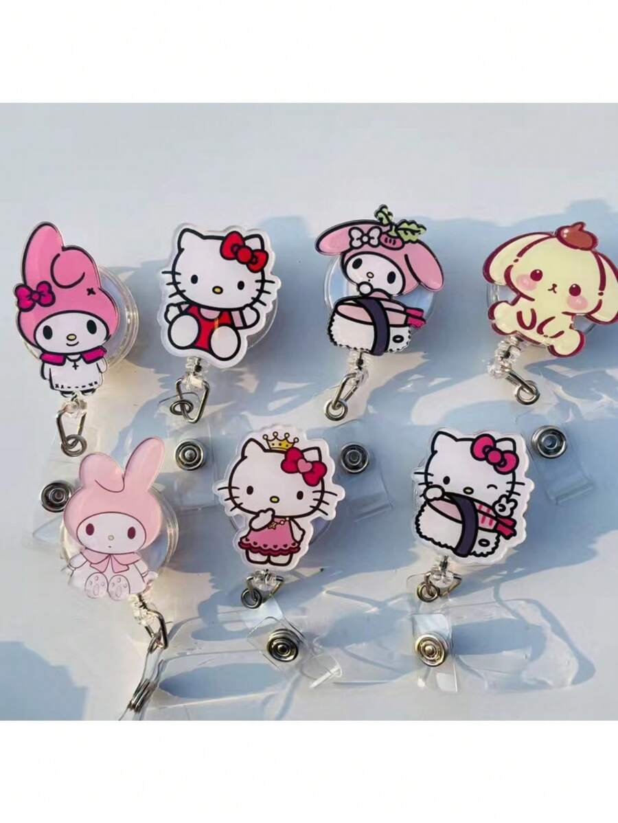 Hello Kittys Kuromi Badge Cute Melody Scroll Scalable ID Card Clip ...