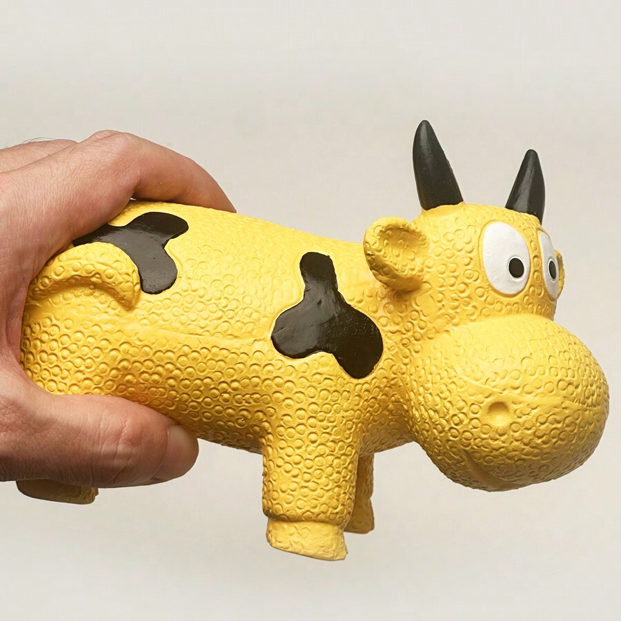 Squeaky Cartoon Mini Cow Toy, Natural Latex, & Safe, Designed For Cats ...