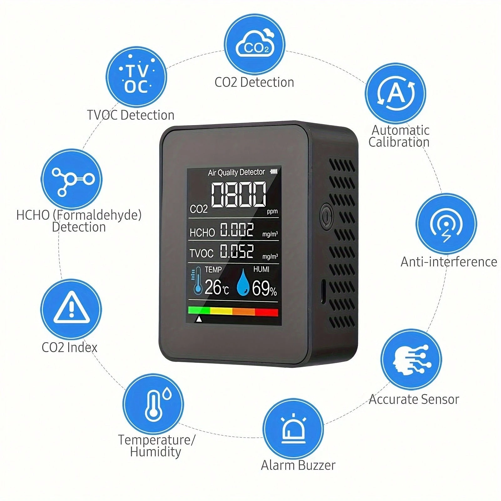 Mini CO2 Detector, Portable CO2 Monitor, Air Quality Monitor, CO2 ...