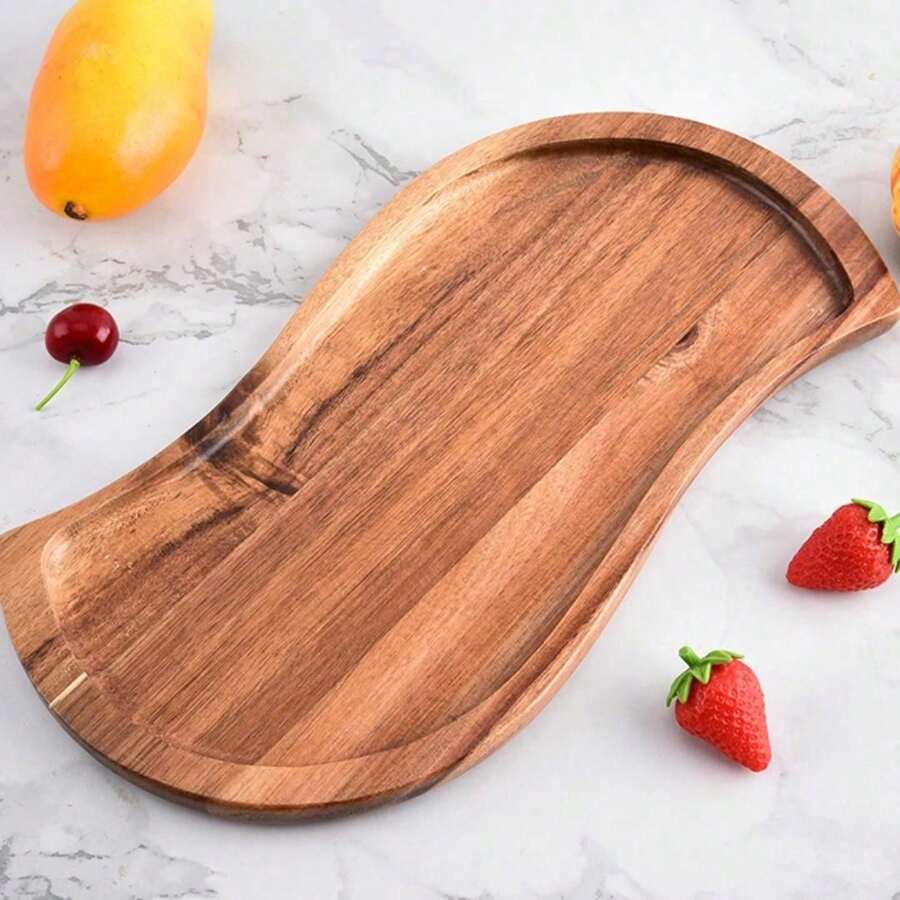 1pc Acacia Wooden Tray: Asymmetric Shaped Wooden Tray - Perfect For ...