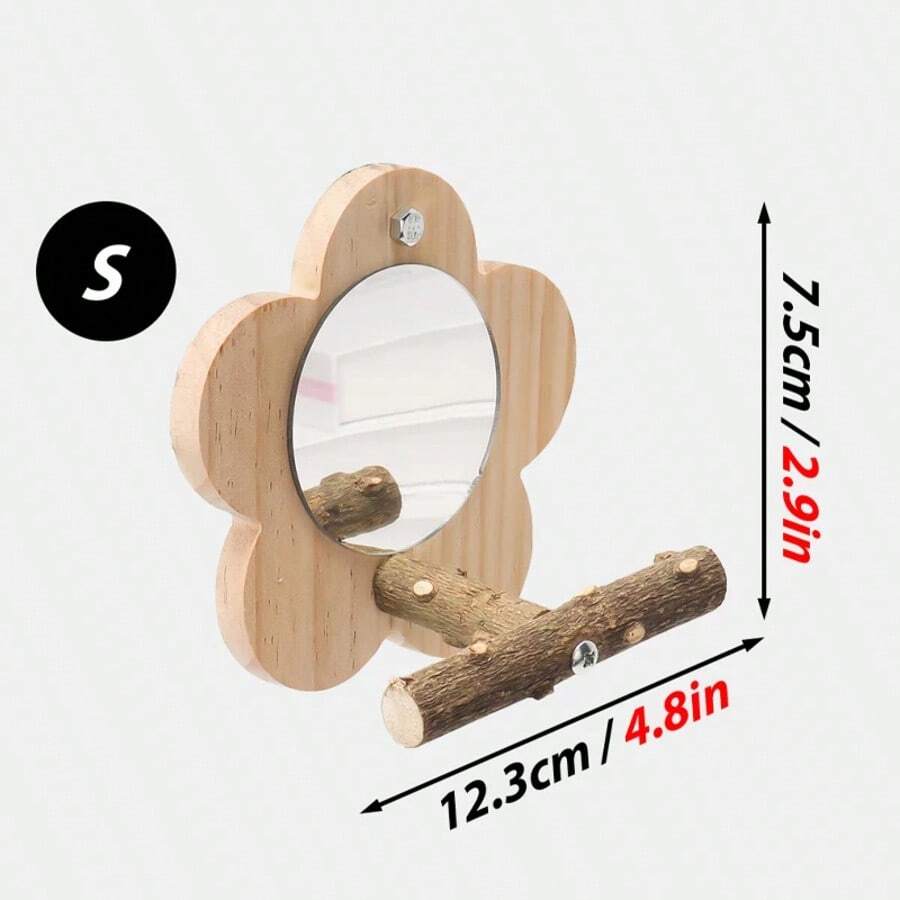 Wooden Bird Perch Natural Wood Bird Perch Stand With Mirror Parrots ...