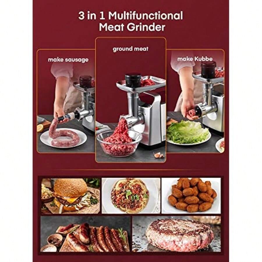 Electric Meat Mincer Grinder Stainless Steel 3 In 1 Meat Grinder ...