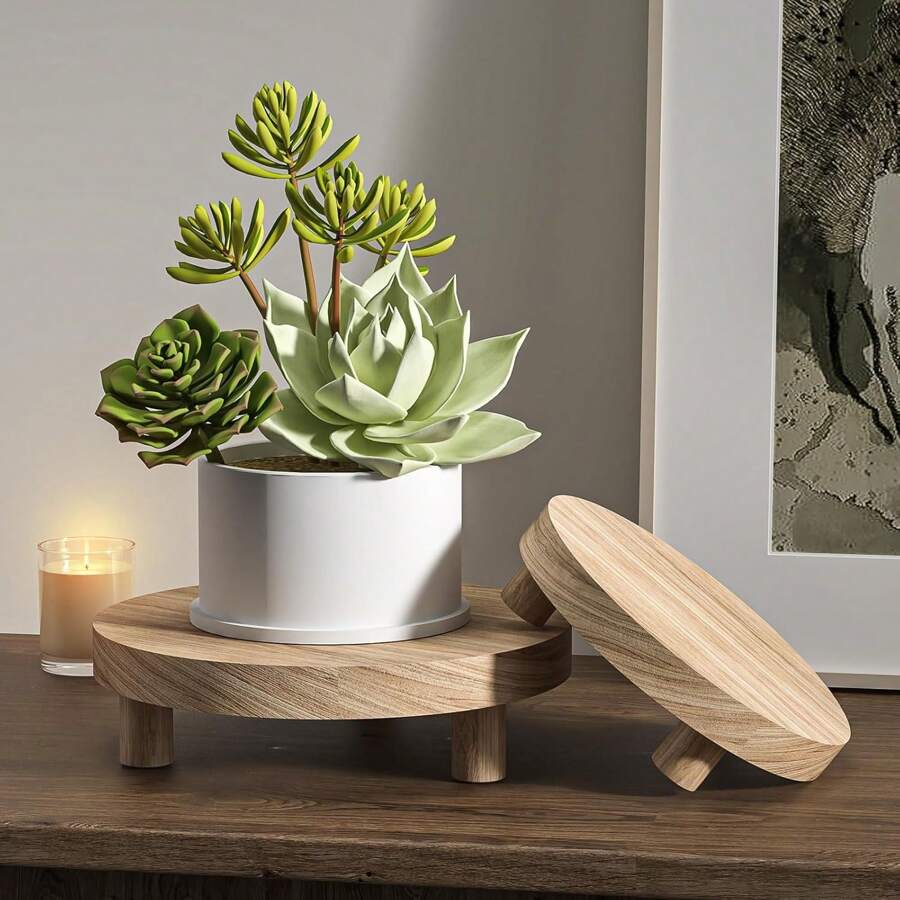 3Pcs Wooden Display Riser For Display,Plant Stand Round Display Stand ...