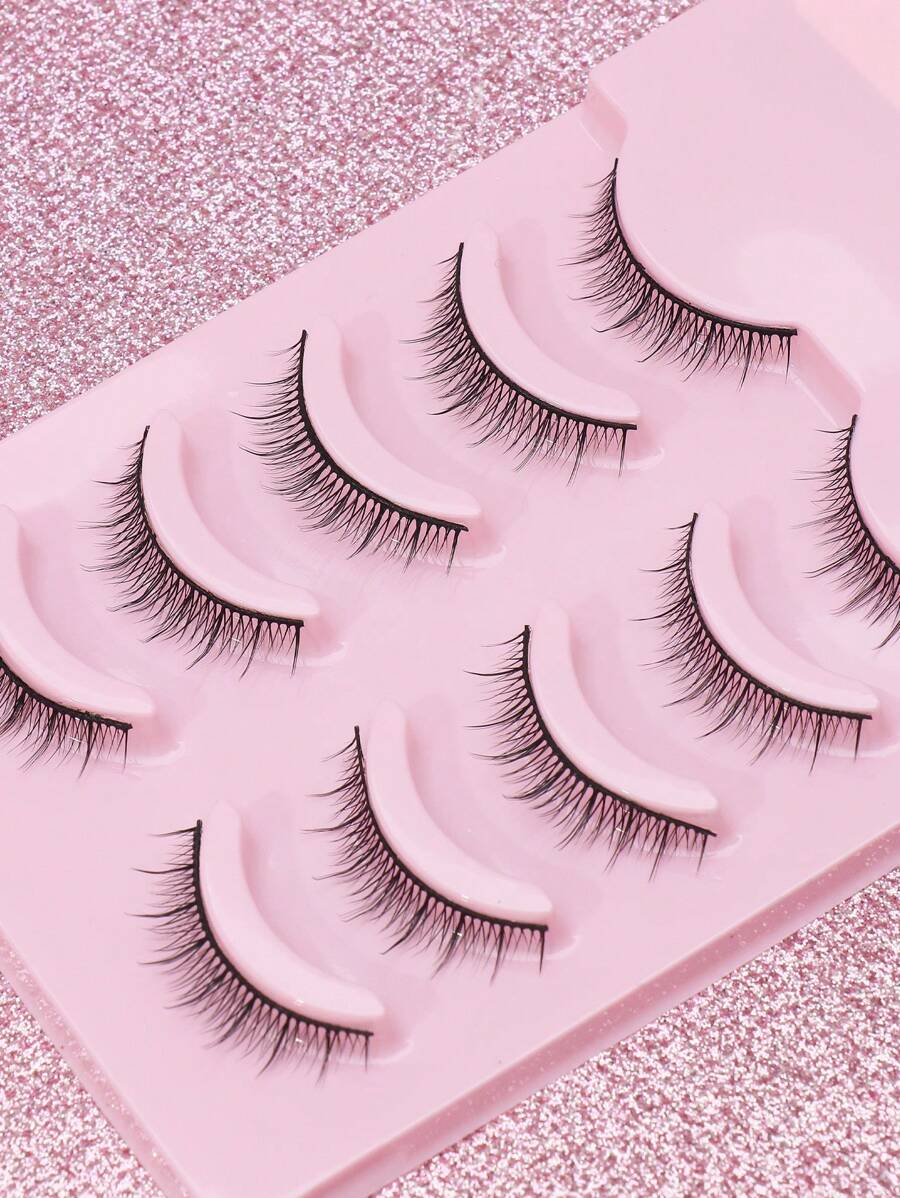 5 Pairs Of Natural False Eyelashes Natural Sharpened Style Beautiful ...