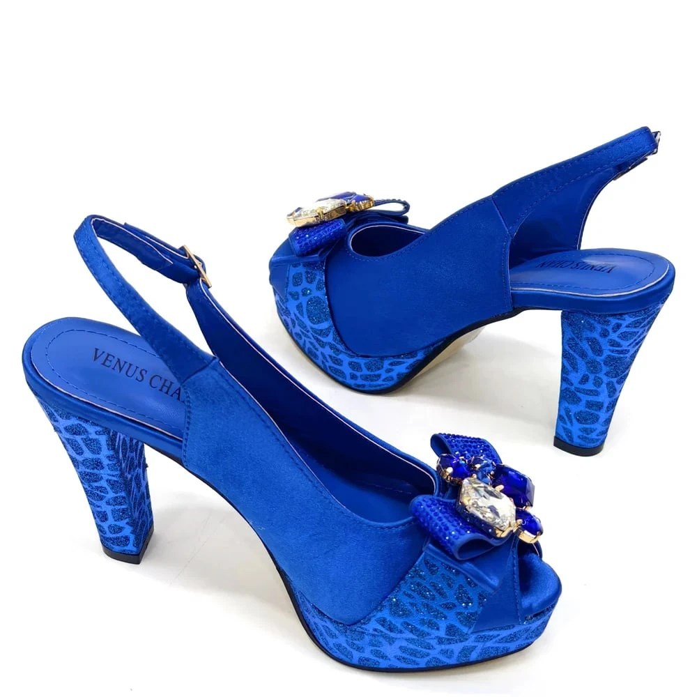 Venus Chan Nigerian Women Heel Party Shoes And Bag Set Royal Blue ...