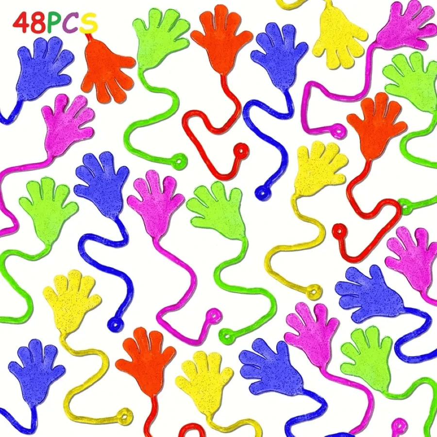 48 Elastic And Sticky Hand Toys, Glittering Sensory Party Gifts ...
