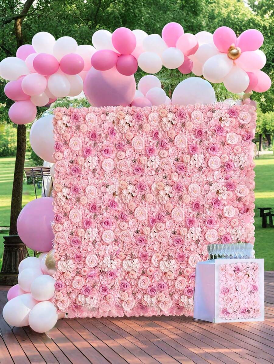 Silk Rose Backdrop Wedding Flower Wall Decor Artificial Flower Wall ...