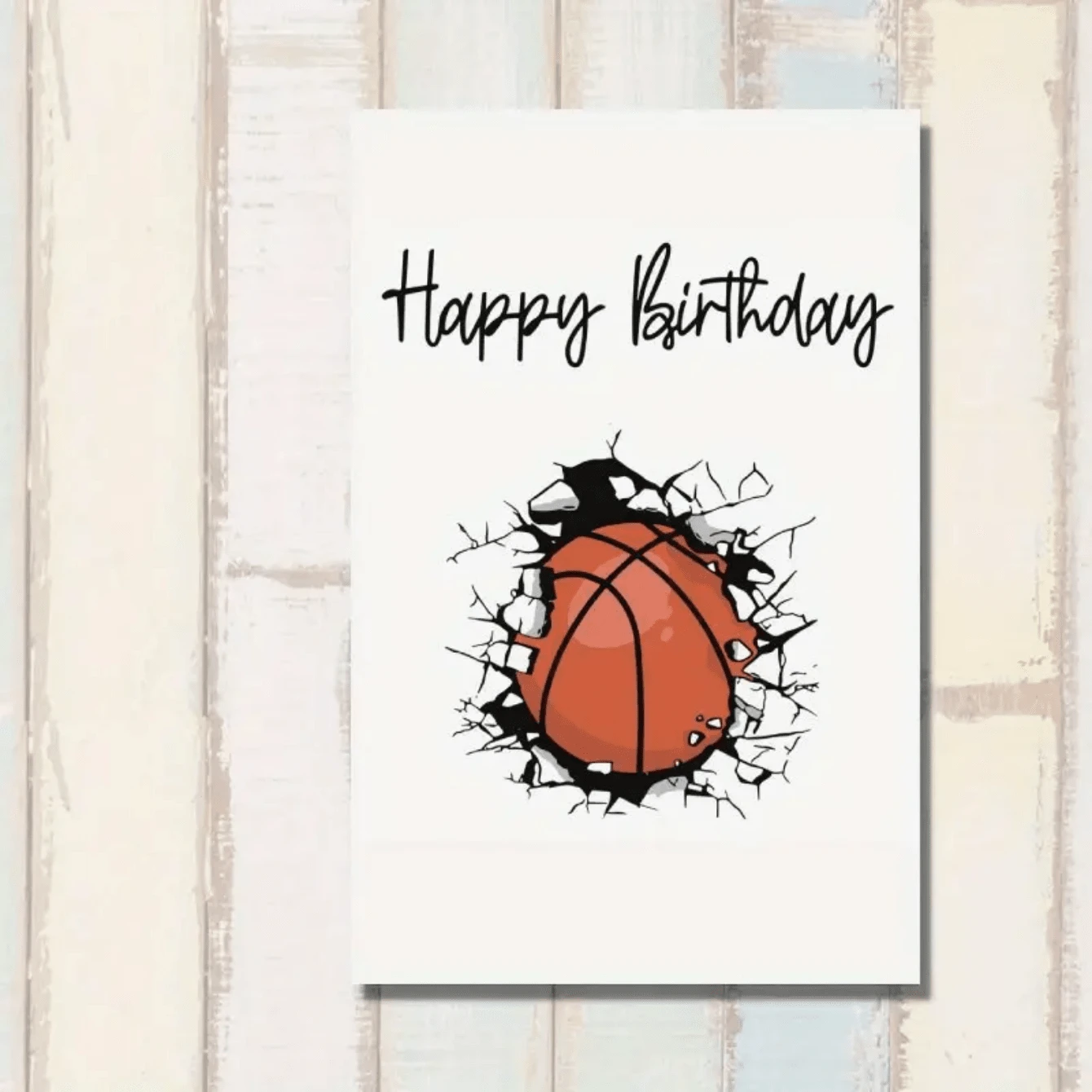 1pc Fun Cartoon Basketball Birthday Card - Unique Gift For Sports ...