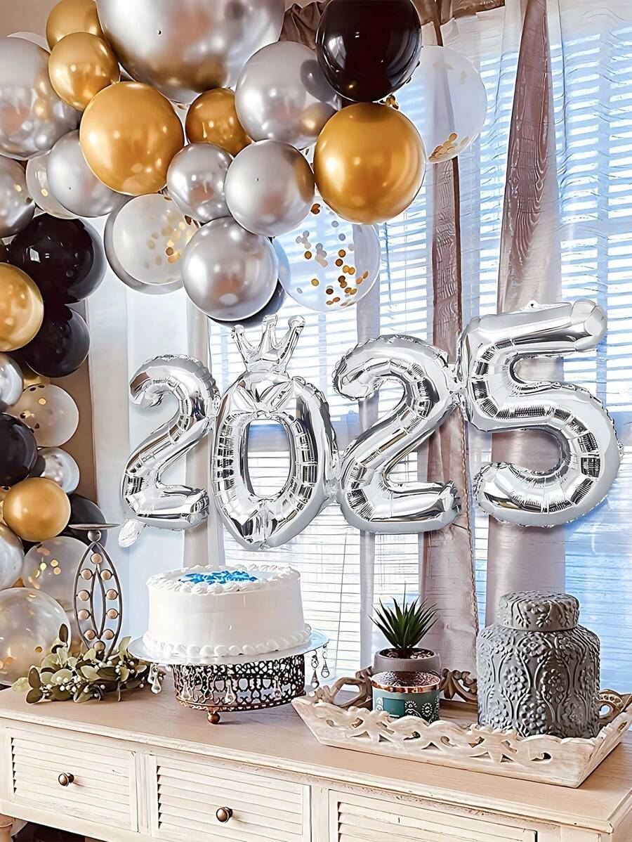 6 piezas - Globos con números de corona 2025 de papel de aluminio para ...