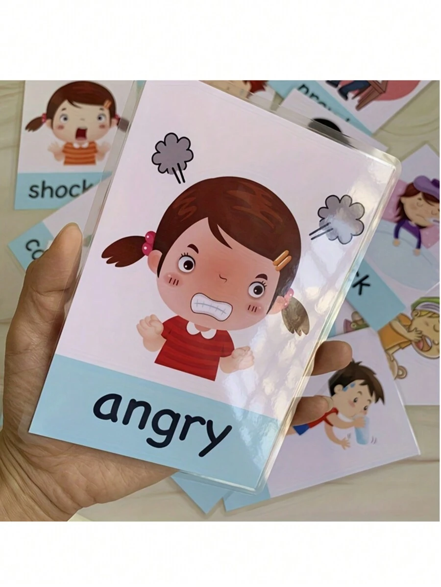 Children's Emotional Flash Cards, Cartoon English Vocabulary Learning ...
