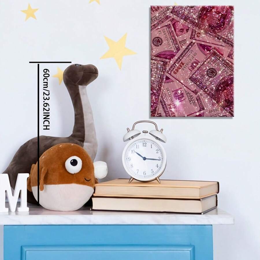 Sparkling Pink Glitter Money Canvas Wall Art - Framed 1.5" Thick ...