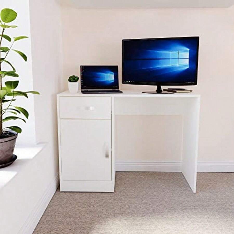 Hudson Computer Desk With Awer And Door White Home Office PC Laptop ...