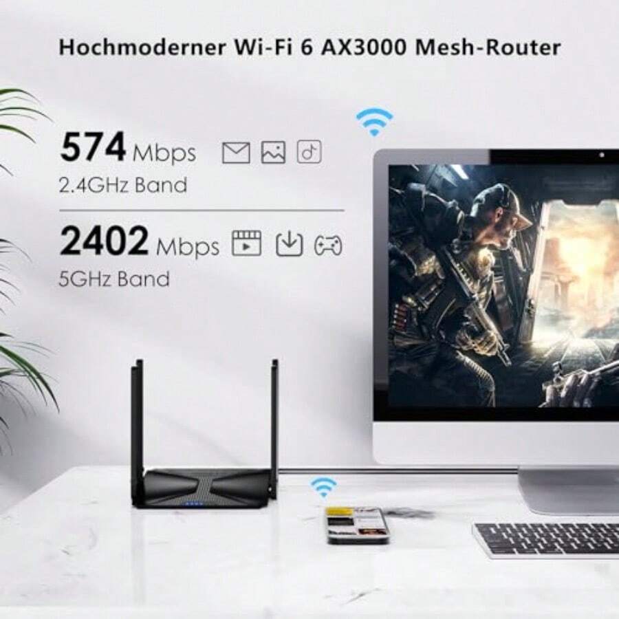 AX6000 Dual Band WiFi 6 Extensible Gaming Router 6000 Mbps Wireless ...