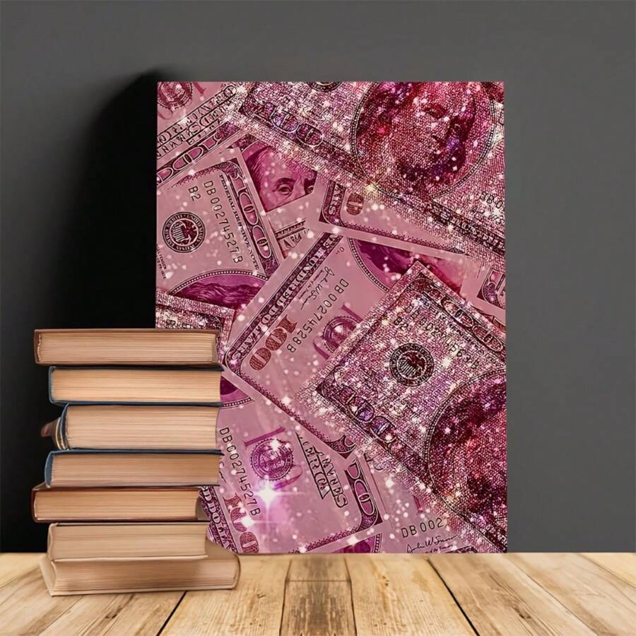 Sparkling Pink Glitter Money Canvas Wall Art - Framed 1.5" Thick ...