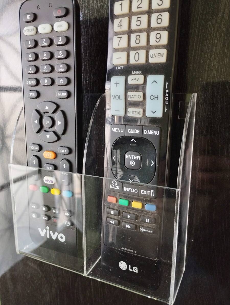 Wall Mounted Remote Control Holder For 2 Remote Controls In Clear ...