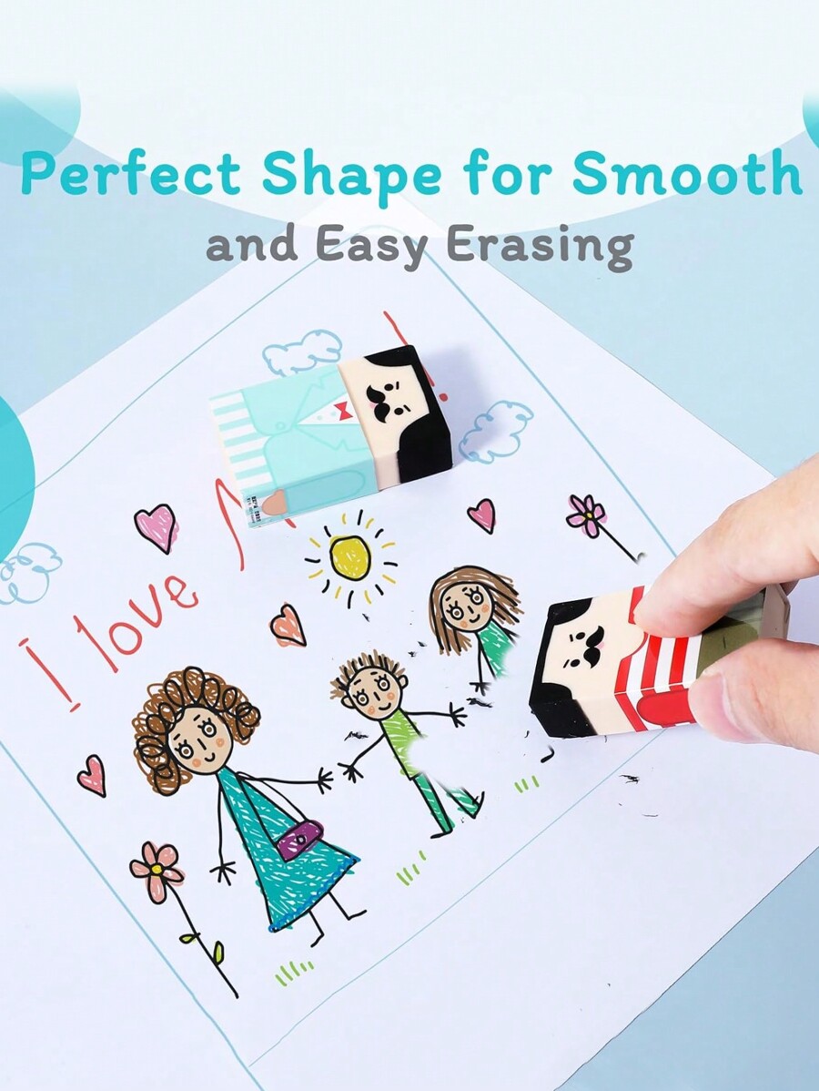 Cartoon Bald Man Eraser, 4 Fun Bald Uncle Erasers, No Trace Friction ...